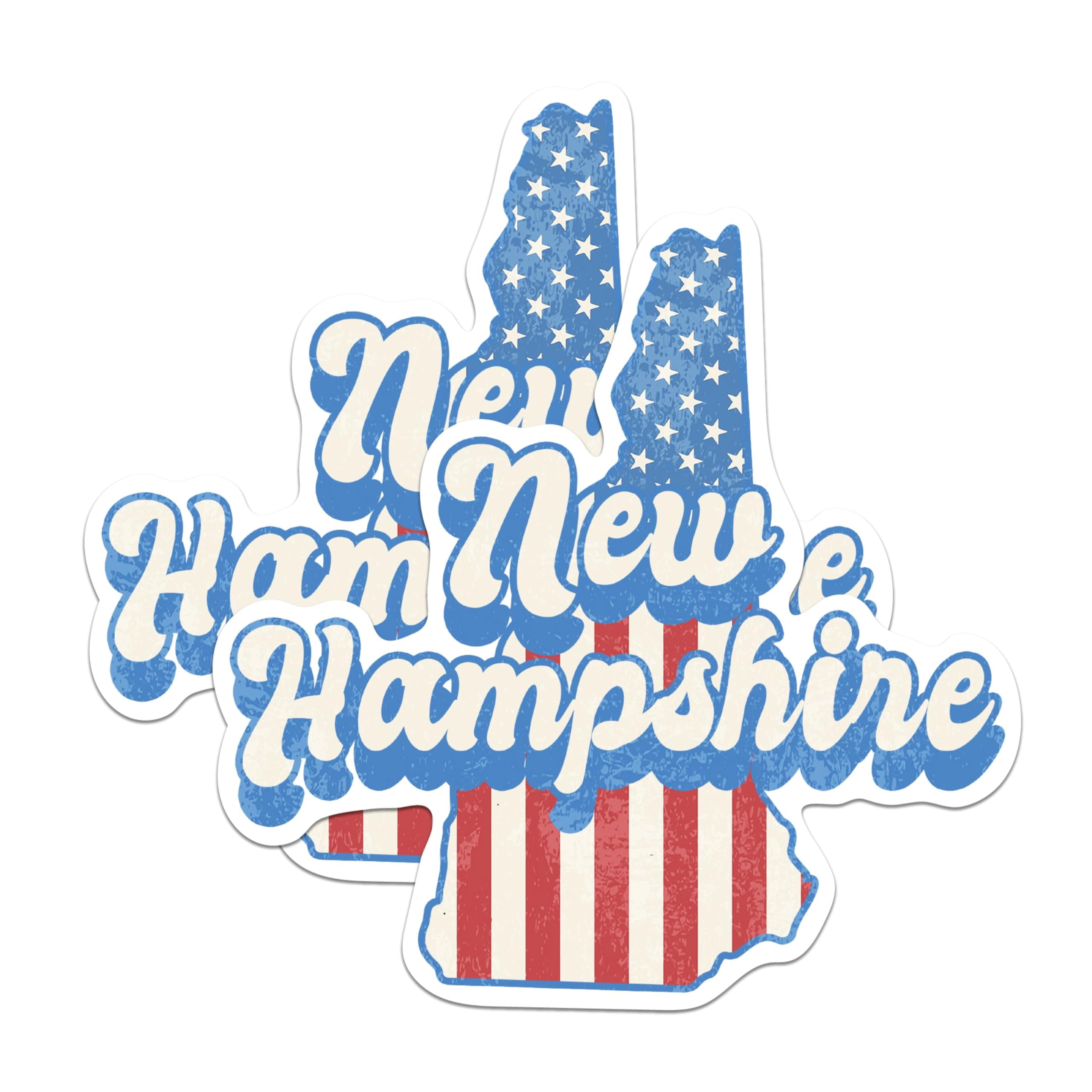 (2 Pack) New Hampshire State Outline Stickers - NH State Shape with USA ...