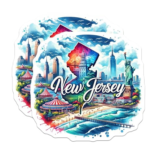 2 Pack New Jersey Magnets State Souvenir Colorful Cityscape