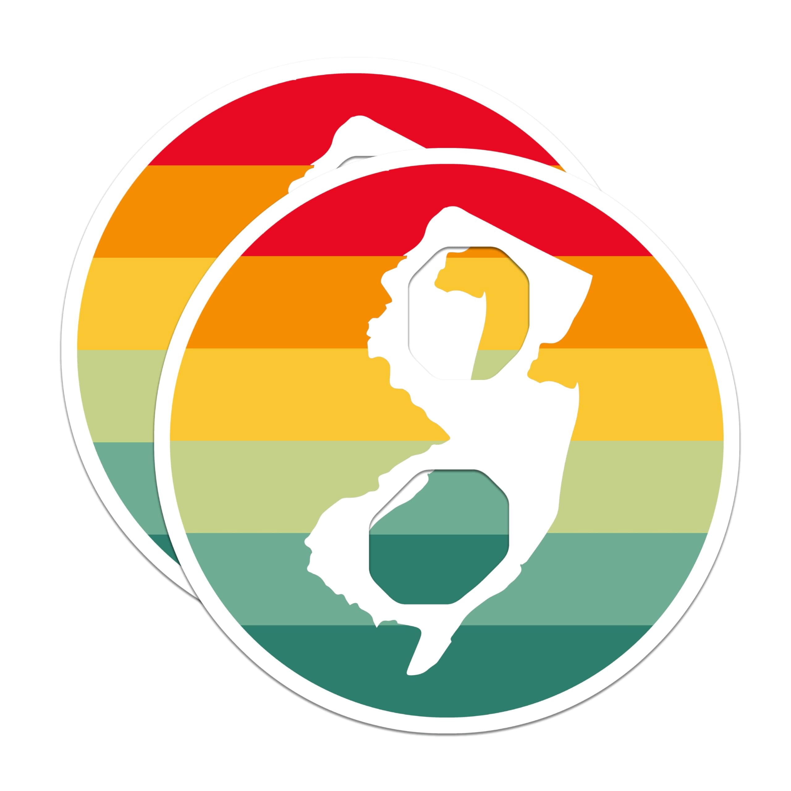 (2 Pack) New Jersey Outline Stickers - Retro Sunset Design - NJ State ...