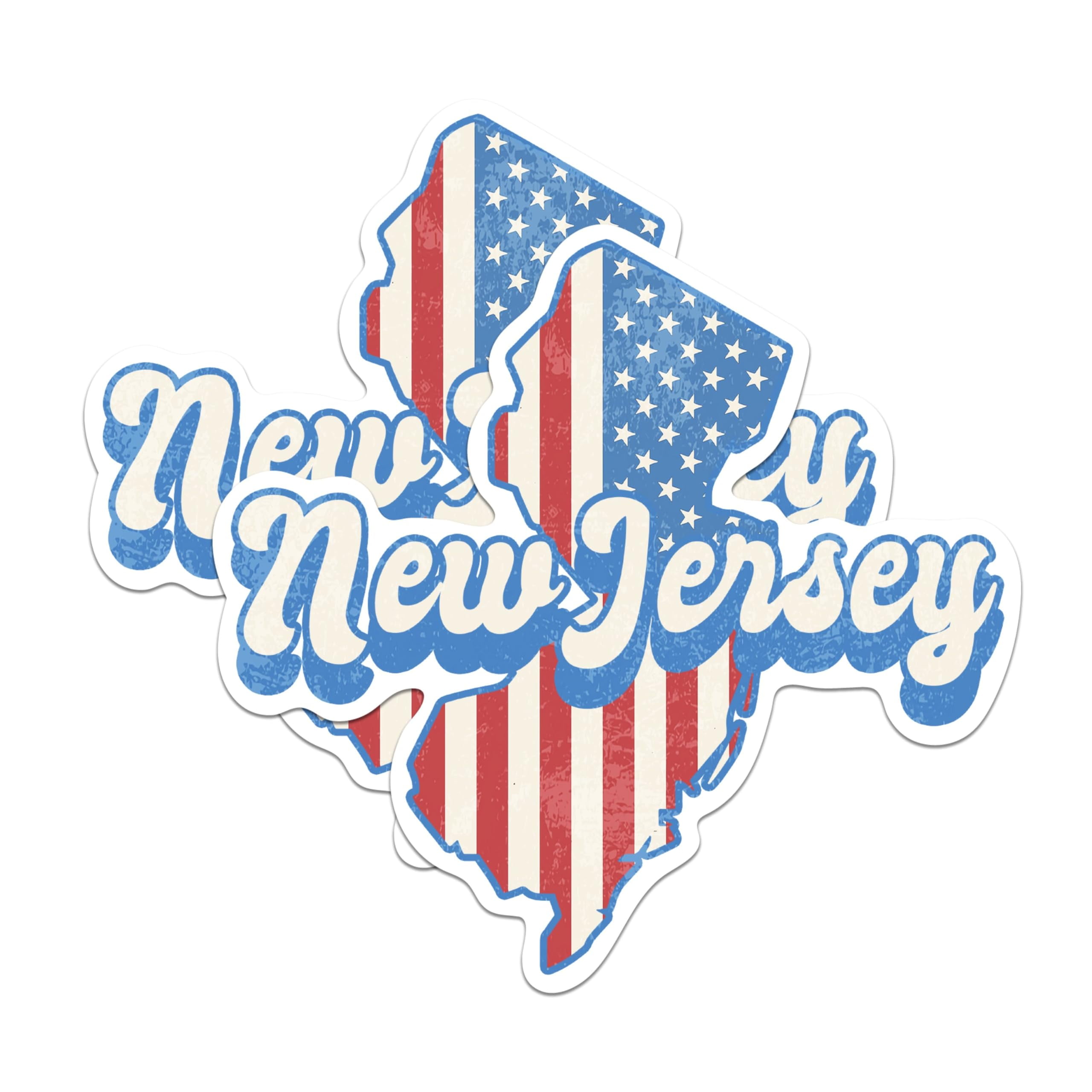 (2 Pack) New Jersey State Outline Stickers - NJ State Shape with USA ...
