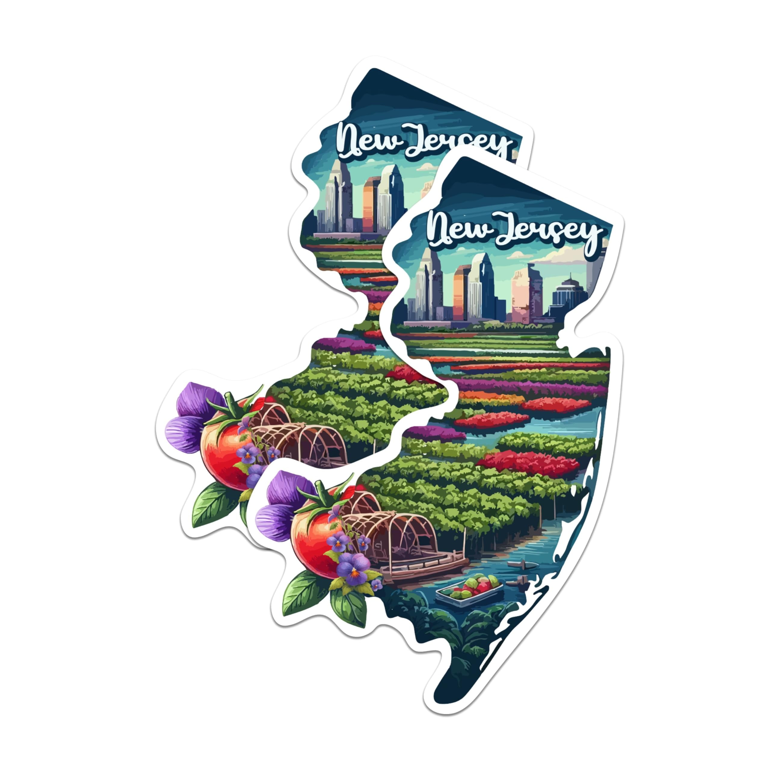(2 Pack) New Jersey State Shape Stickers - NJ State Sticker - Choose ...