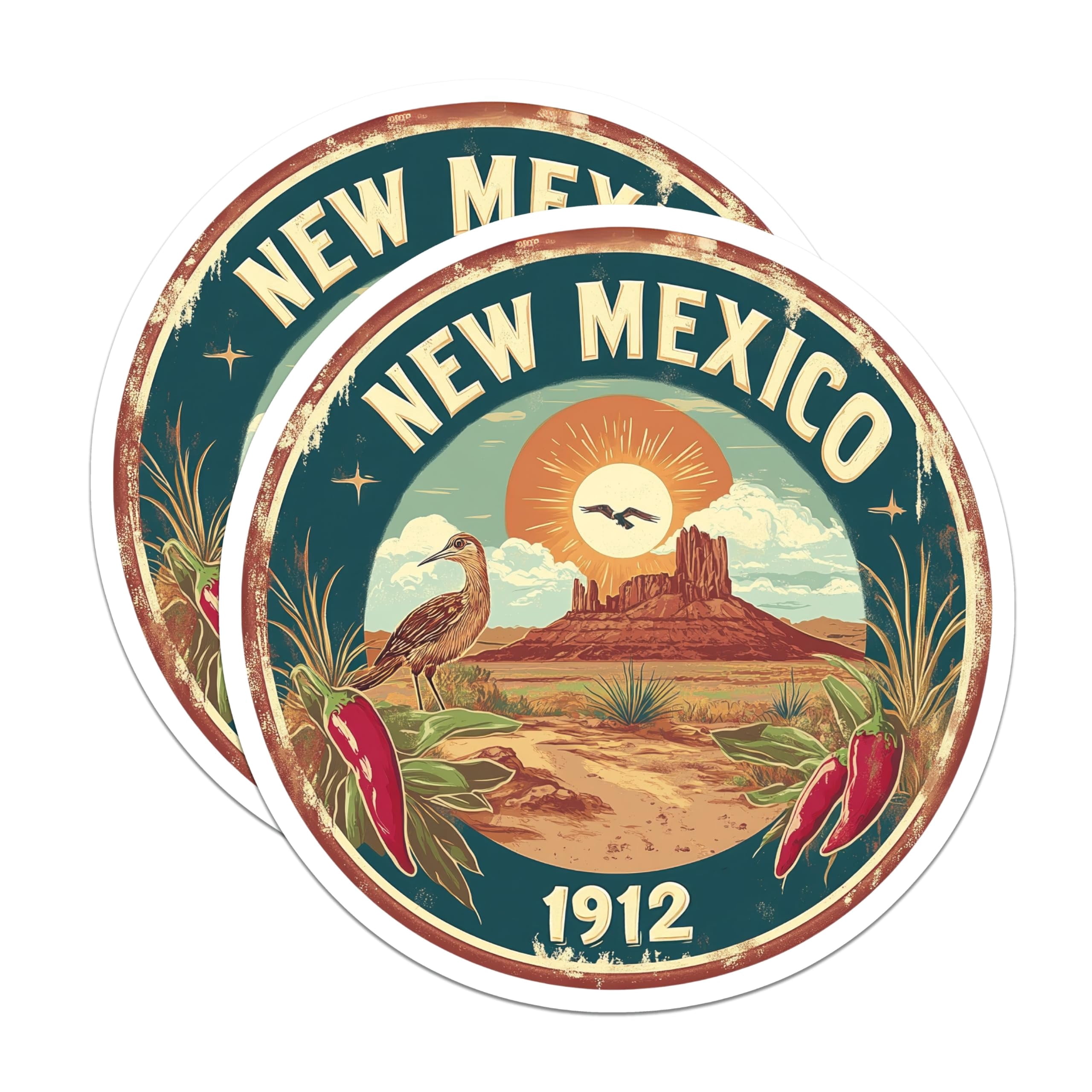 (2 Pack) New Mexico Magnets - Roadrunner and Chili - Southwest Souvenir ...