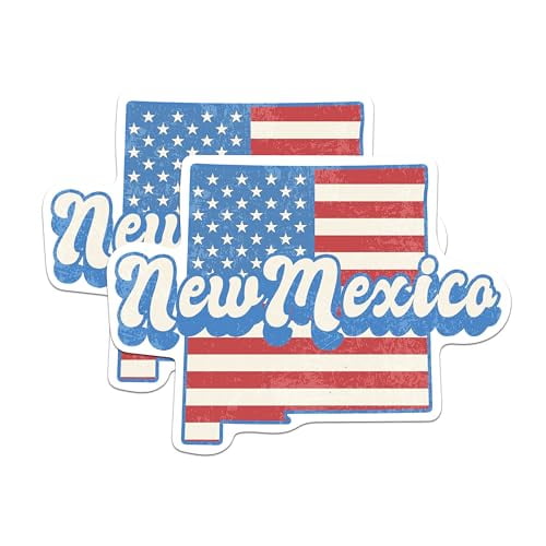 (2 Pack) New Mexico State Outline Stickers - NM State Shape with USA ...