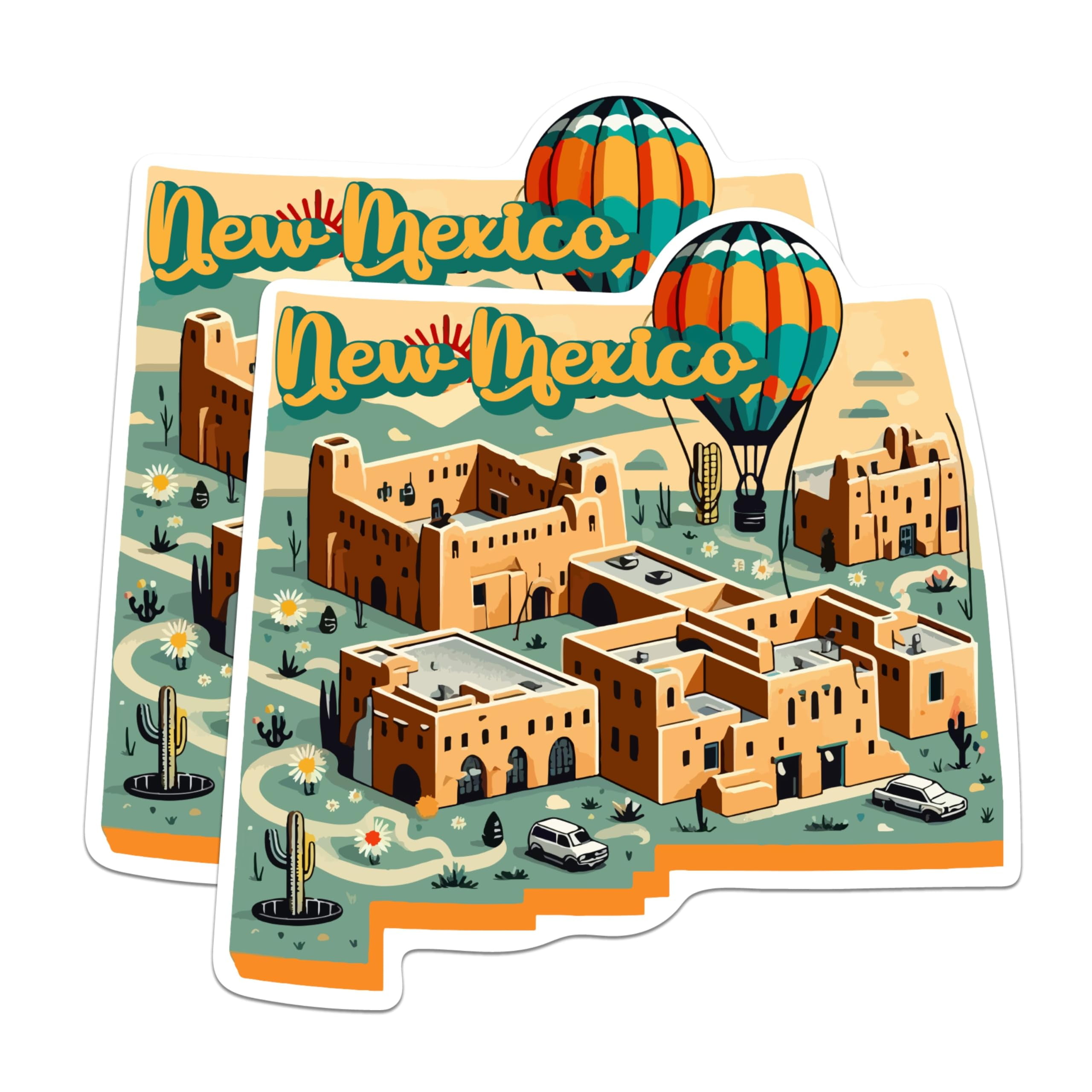 (2 Pack) New Mexico State Shape Stickers - NM State Sticker - Choose ...
