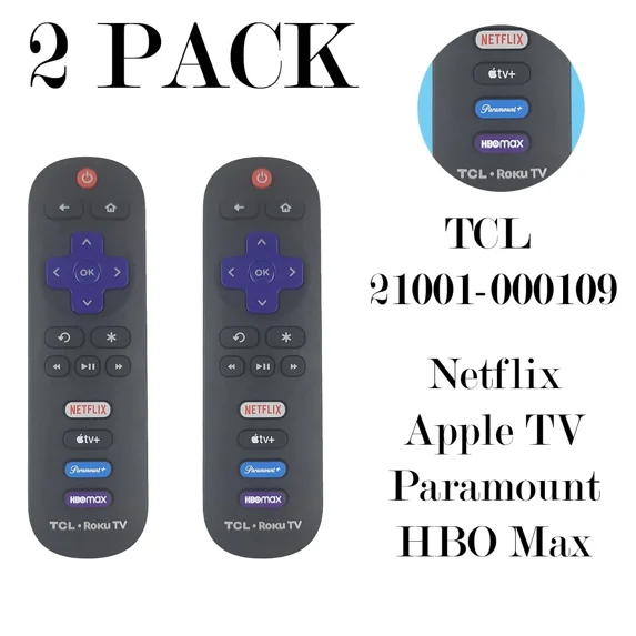 2 Pack New Original TCL 21001-000109 Smart TV Remote Controls Netflix ...
