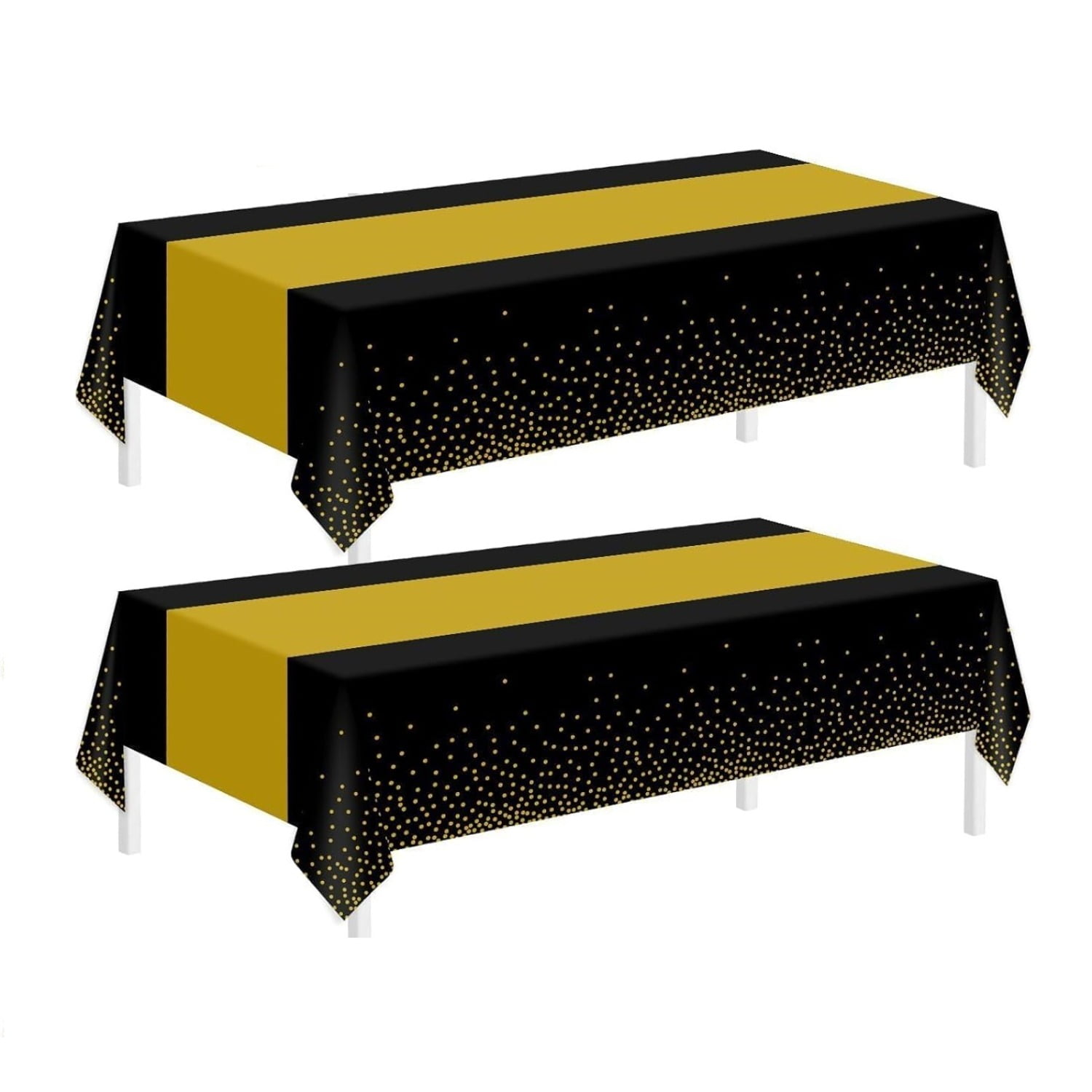 2 Pack New Years Tablecloth Black and Gold Tablecloths for Rectangle ...