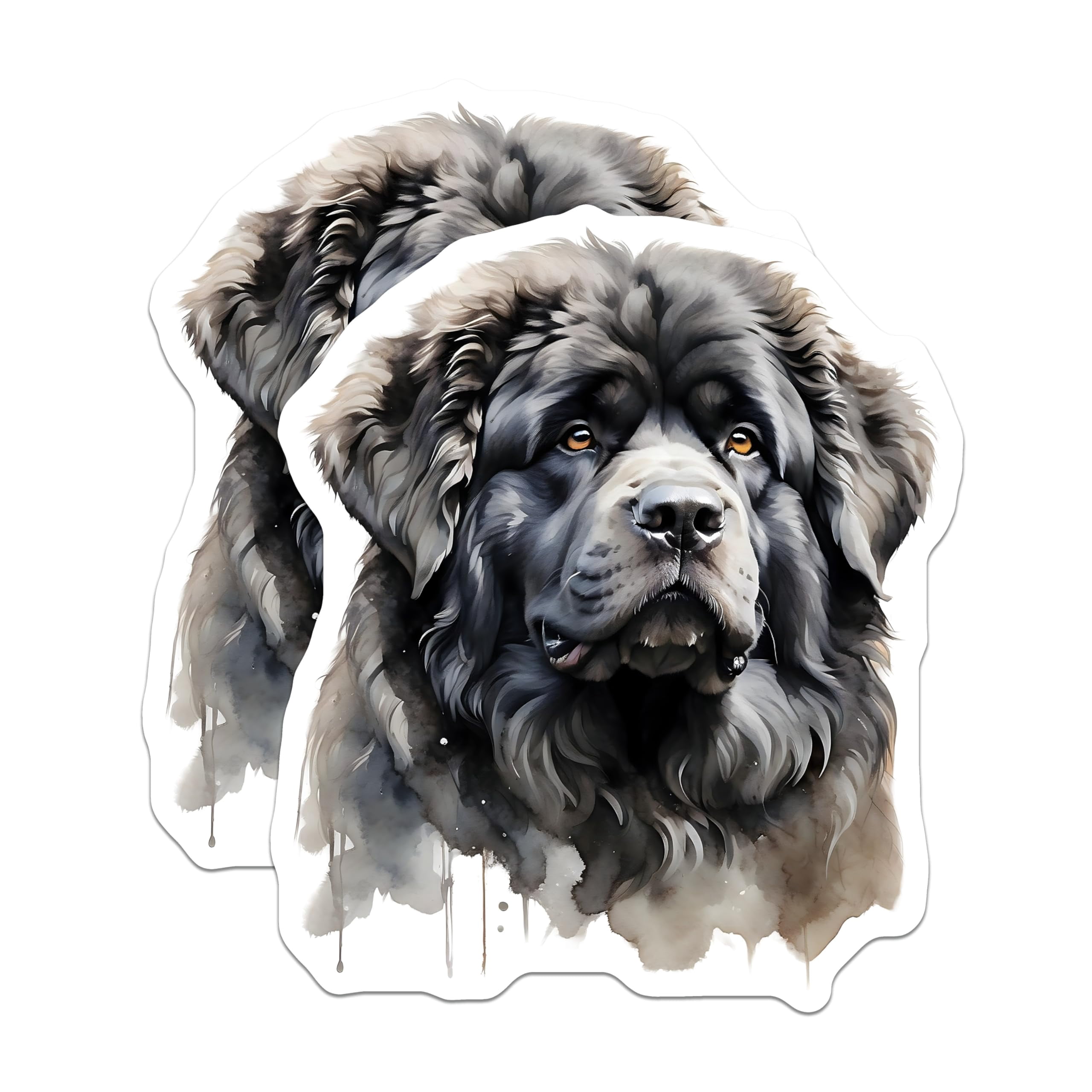 (2 Pack) Newfoundland Dog Stickers - Artistic Dog Portrait - Dog Breed ...