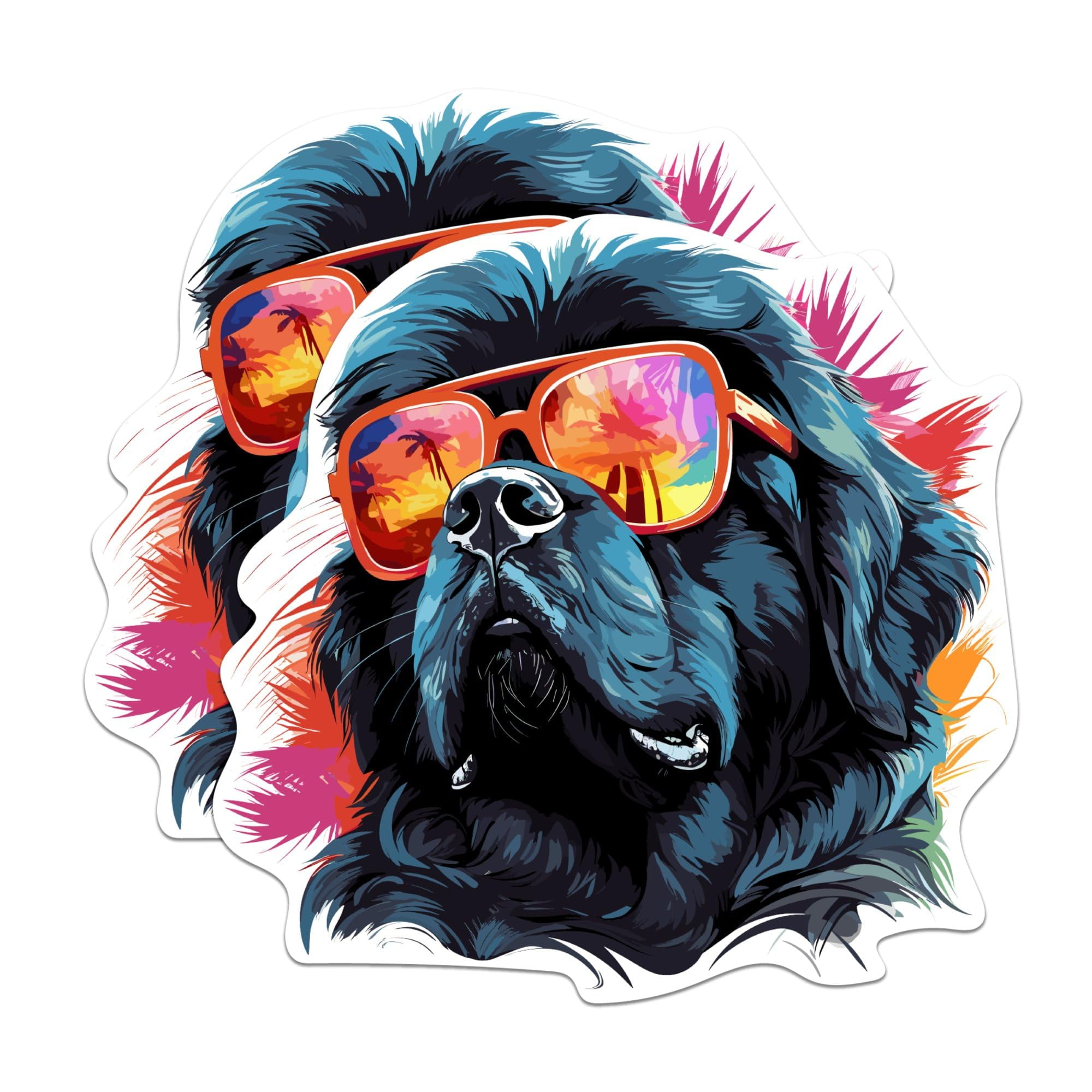 (2 Pack) Newfoundland Dog Stickers - Newfoundland with Sunglasses ...