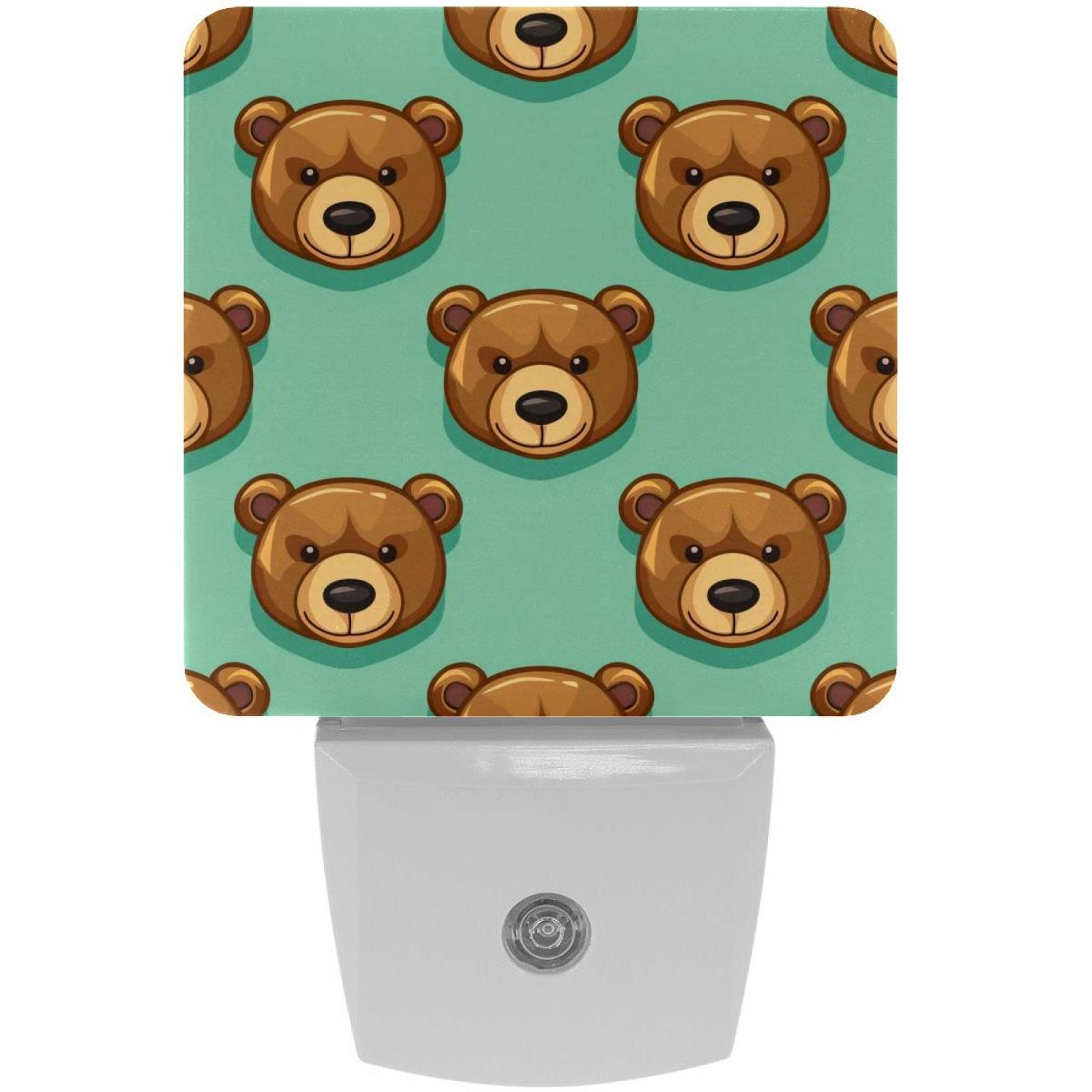 2 Pack Night Light for Kids, Bear Heads Brown Night Light Plug into ...