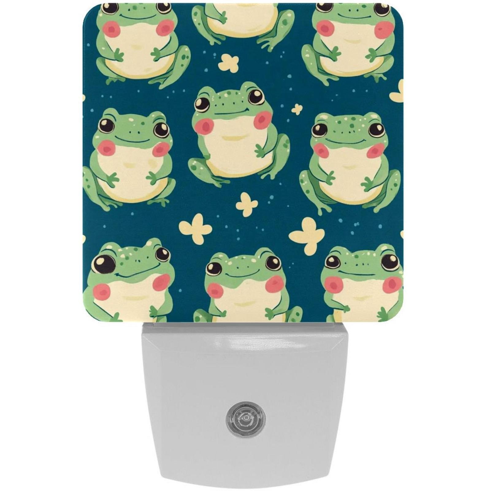 2 Pack Night Light for Kids, Cartoon Seamless Frogs Rosy Cheeks Print ...