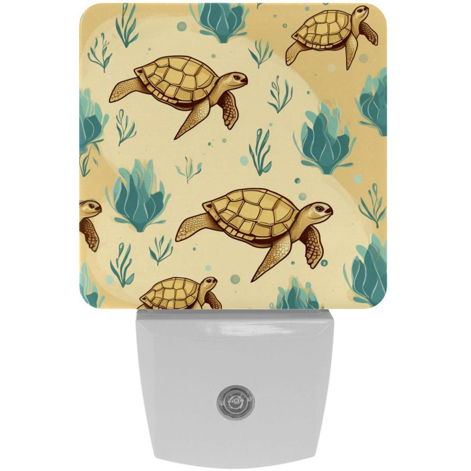 2 Pack Night Light for Kids, Cute Sea Turtle Seamless Cartoon Night ...