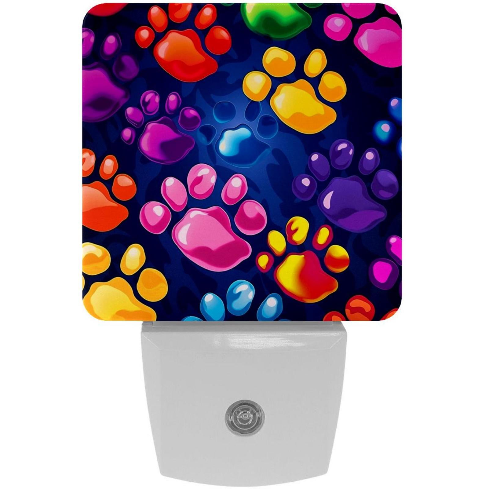 2 Pack Night Light for Kids, Dog Paw Print Color Night Light Plug into ...