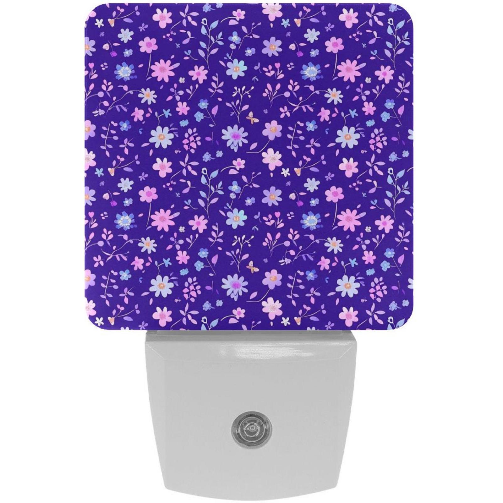 2 Pack Night Light for Kids, Floral Purple Prints Night Light Plug into ...