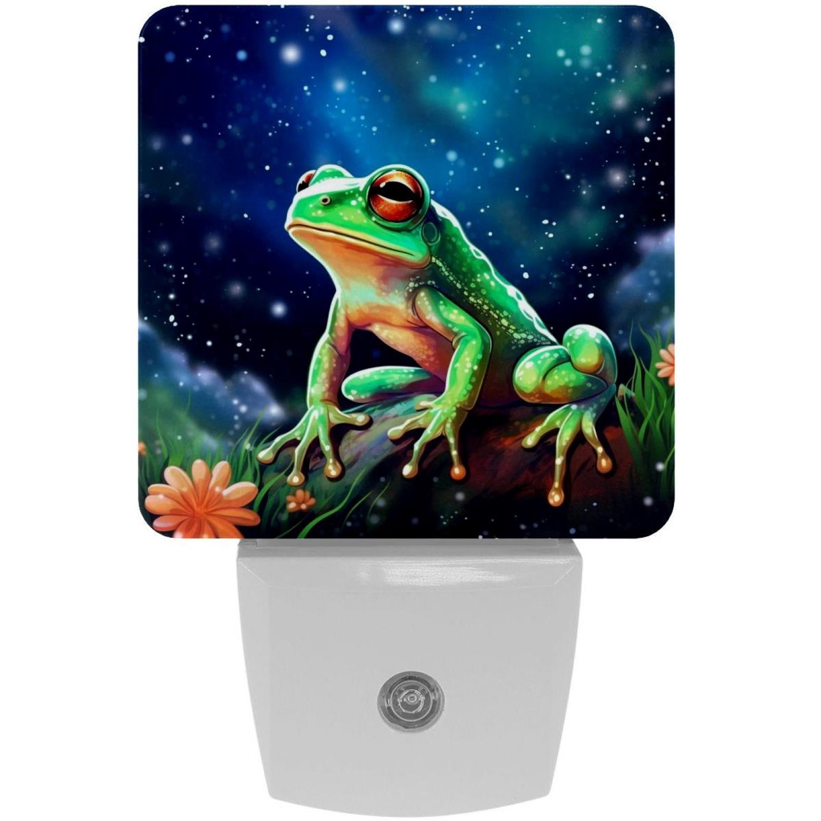 2 Pack Night Light for Kids, Frog Flower Starry Sky Night Light Plug ...