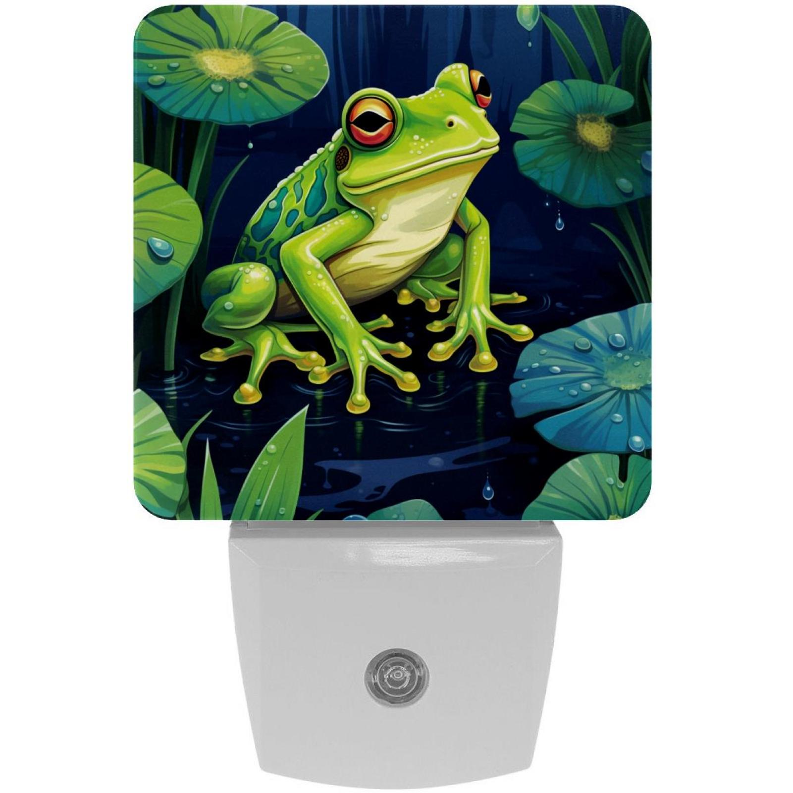 2 Pack Night Light for Kids, Frog Lotus Leaf Pond Night Light Plug into ...