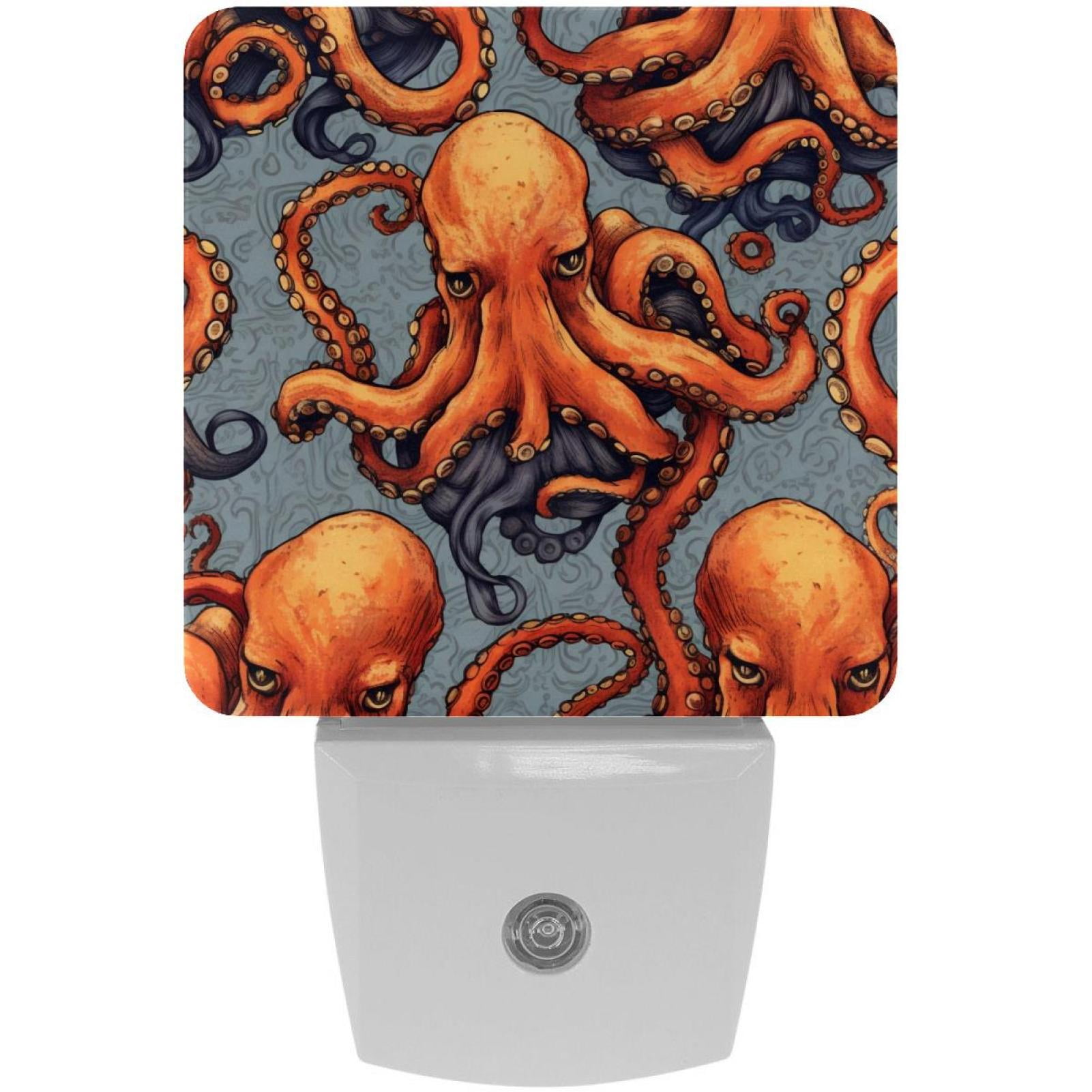 2 Pack Night Light for Kids, Octopus Orange Night Light Plug into Wall ...