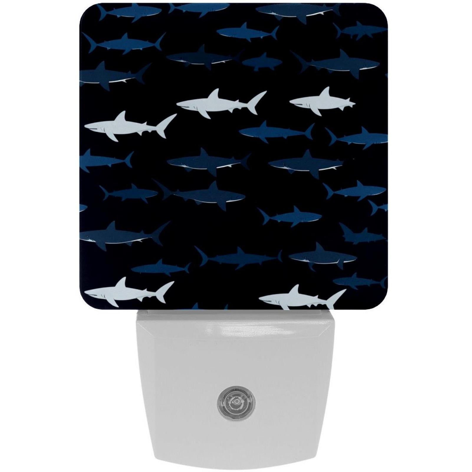 2 Pack Night Light for Kids, Sharks Black White Painted Night Light ...