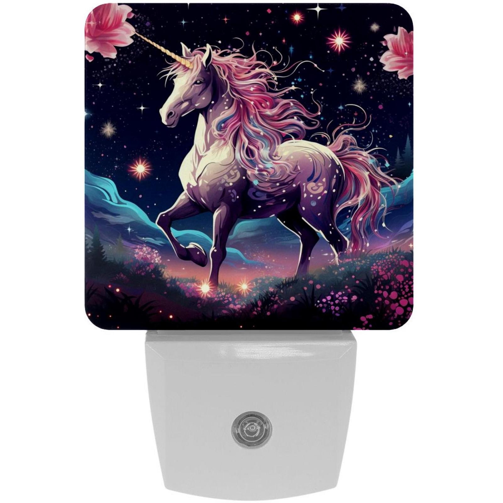 2 Pack Night Light for Kids, Unicorn Starry Sky Pretty Night Light Plug ...