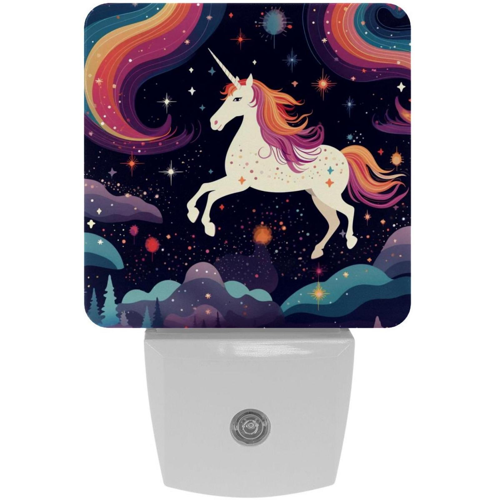 2 Pack Night Light for Kids, Unicorn Starry Sky Rainbow Night Light ...