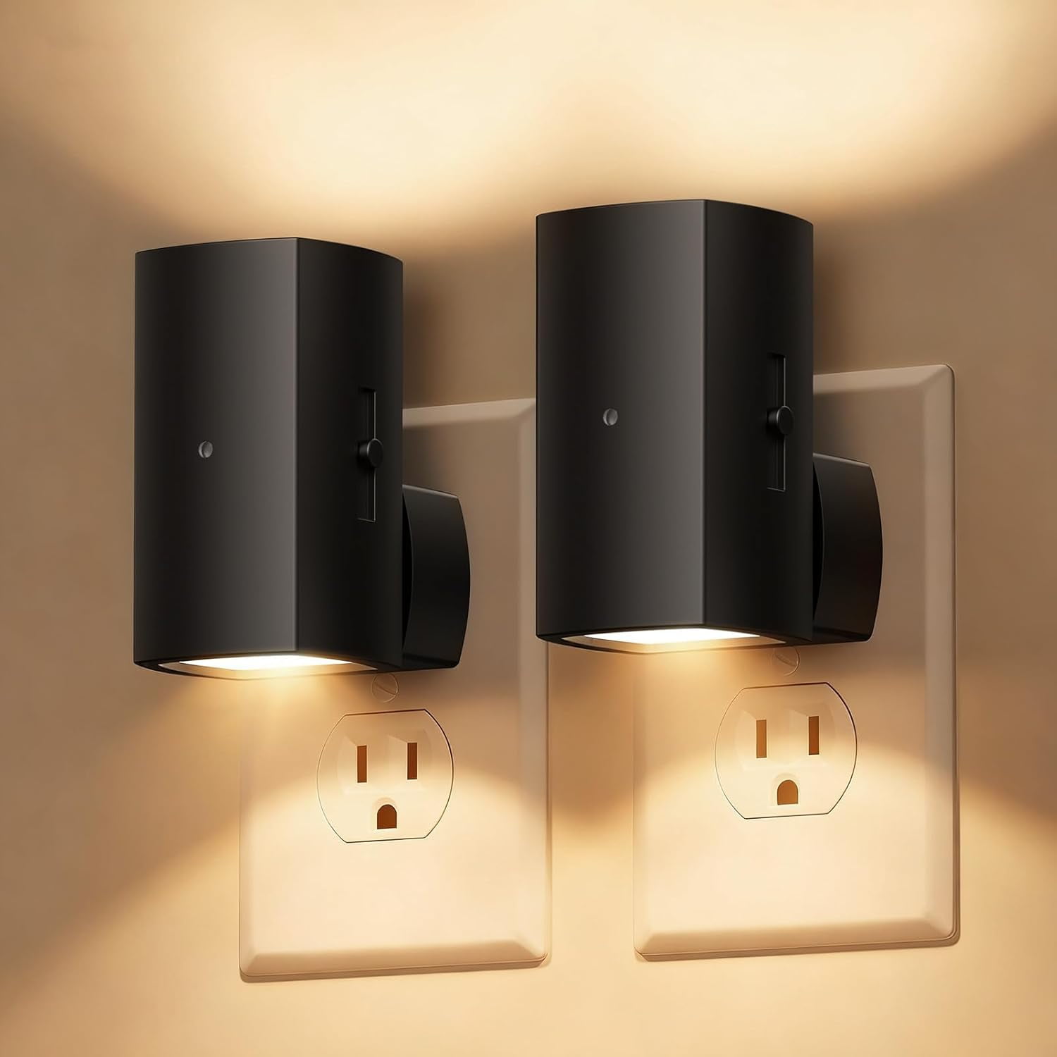 2 Pack Night Lights Plug into Wall, Modern Night Light with Rotating ...