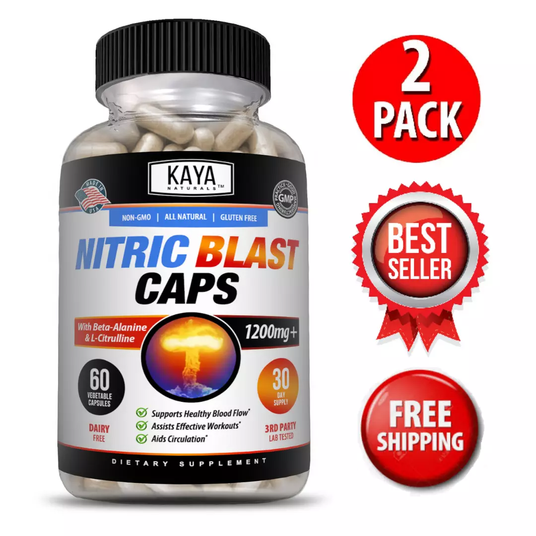 (2 Pack) Nitric Blast 60ct, L-Arginine Nitric oxide, NO3, Testosterone ...
