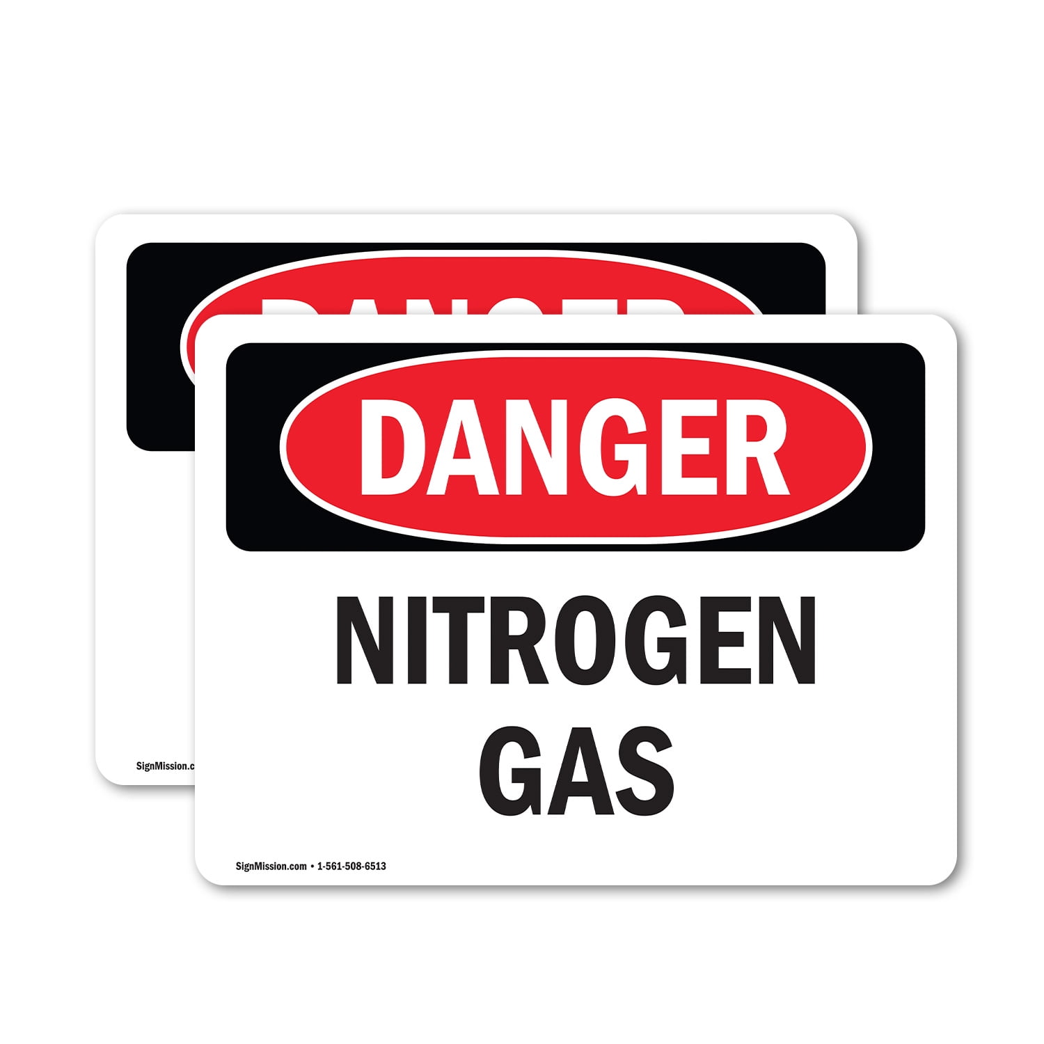 (2 Pack) Nitrogen Gas OSHA Danger Sign 5 Inch X 3.5 Inch Vinyl Label ...