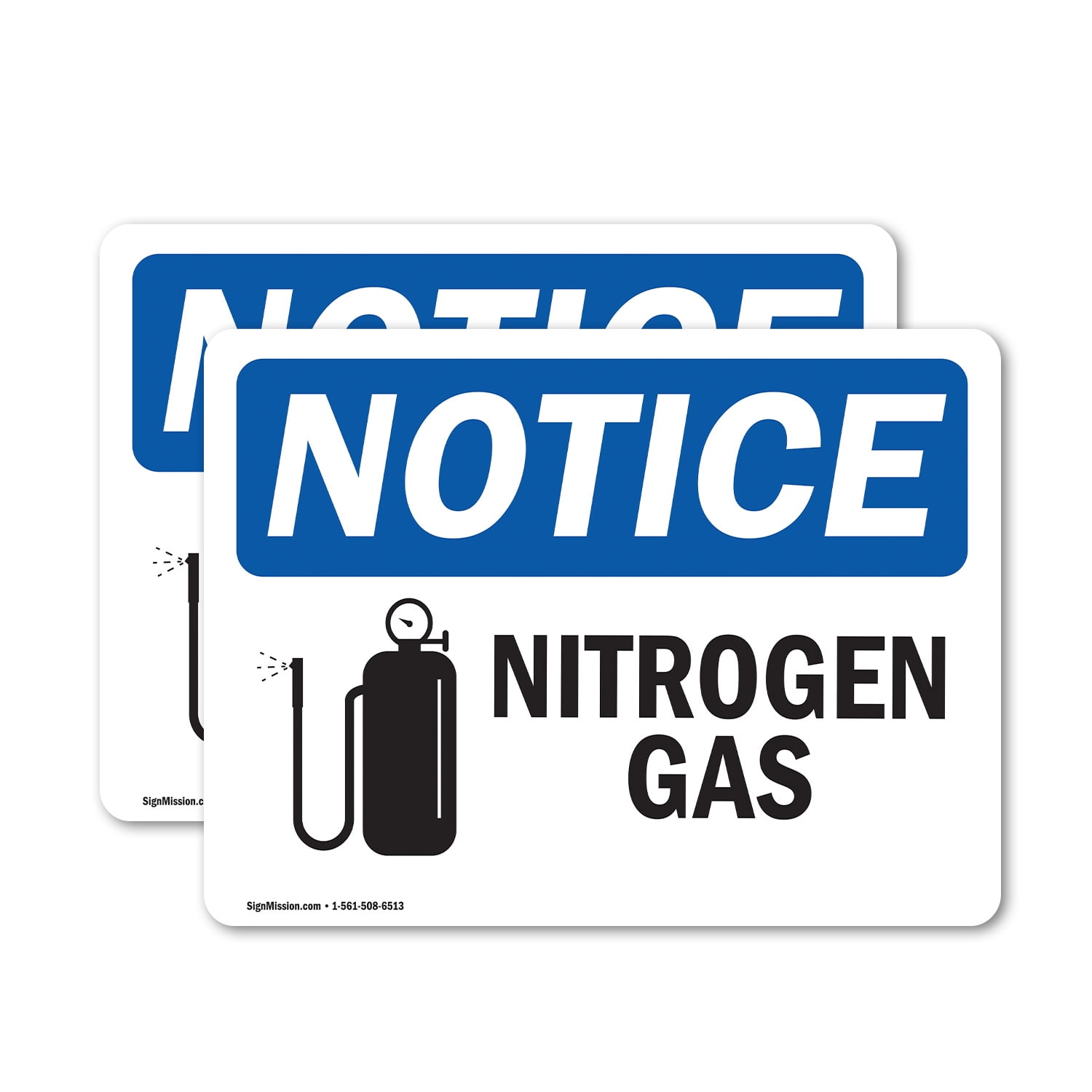 (2 Pack) Nitrogen Gas Sign With Symbol OSHA Notice Sign 5 Inch X 3.5 ...