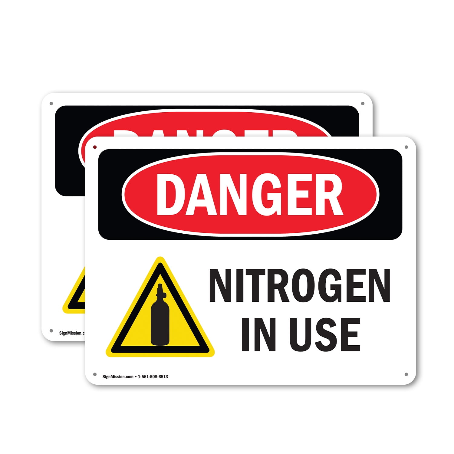 (2 Pack) Nitrogen In Use OSHA Danger Sign 24 Inch X 18 Inch Indoor ...