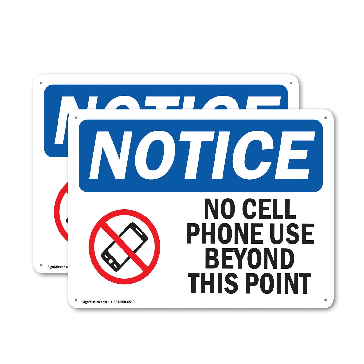 (2 Pack) No Cell Phone Use Beyond This Point OSHA Notice Sign 14 Inch X ...