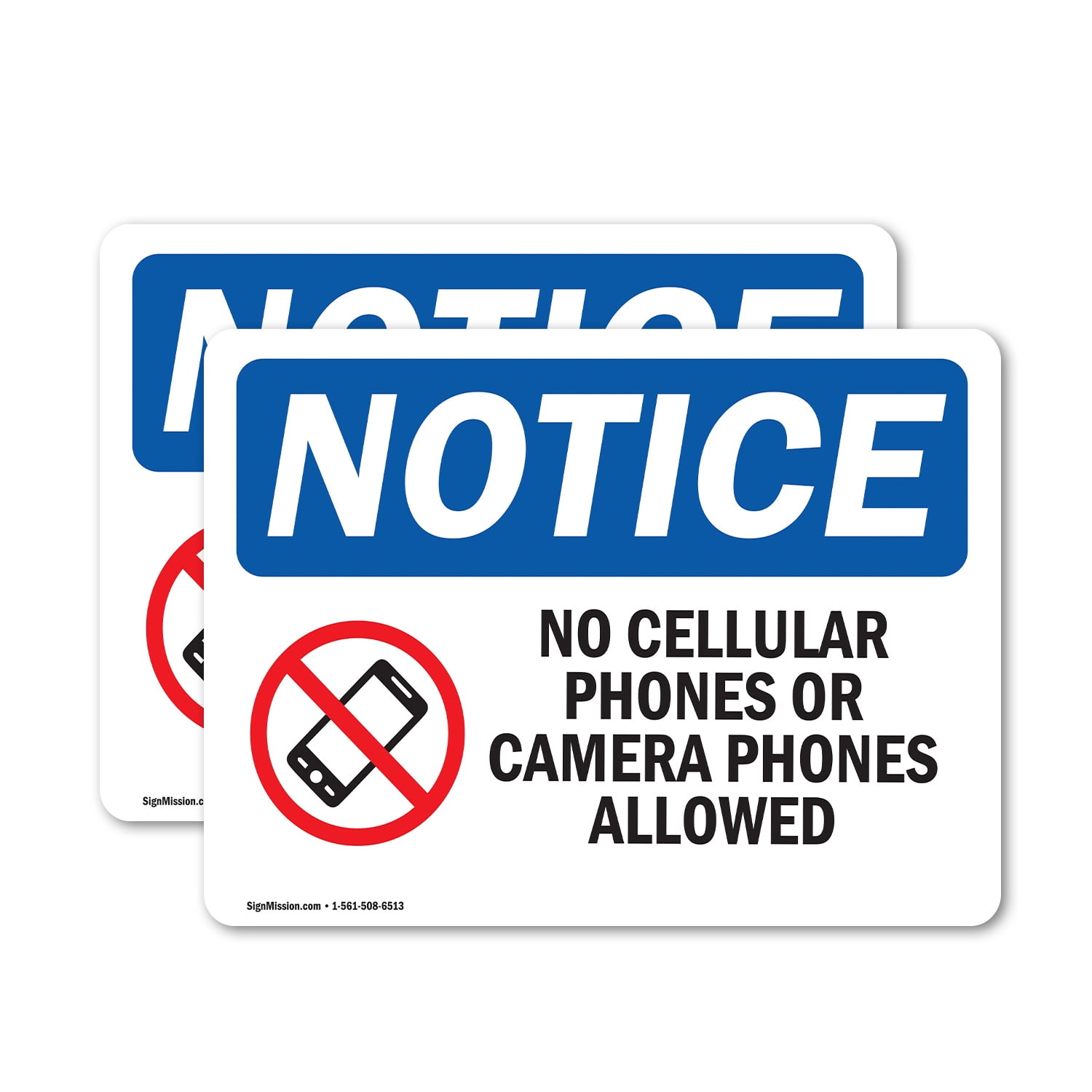 (2 Pack) No Cellular Phones Or Camera Sign - Walmart.com