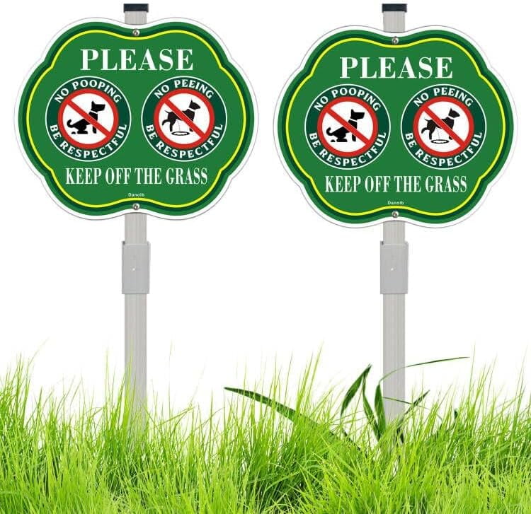 2 Pack No Dog Poop Signs for Yard - PLEASE KEEP OFF THE GRASS Signs ...