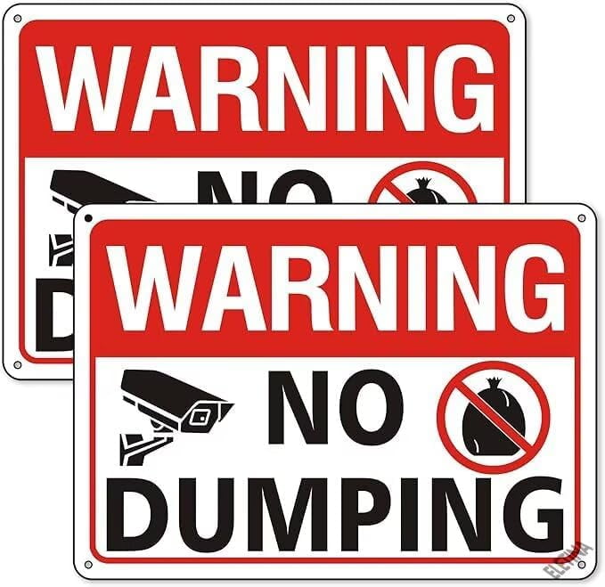 2 Pack No Dumping Sign No Dumping Video Surveillance Signs 12"x 8 ...