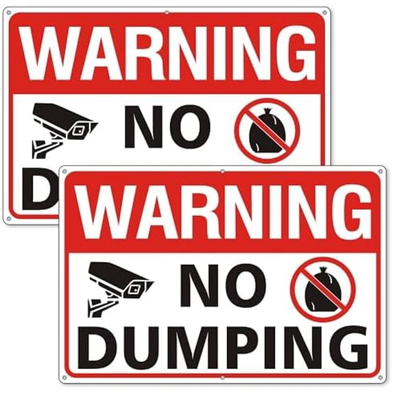 (2 Pack) No Dumping Video Surveillance Sign 12"x 8" Metal Signs For ...