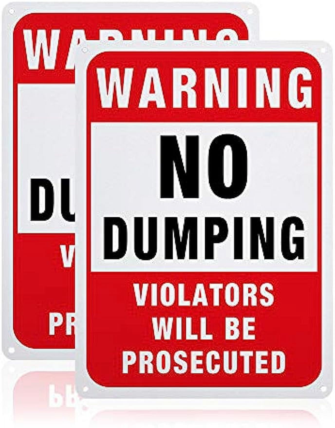 2pc 2 Pack No Dumping Warning Signs 7x10 inches 40 Mil Aluminum ...