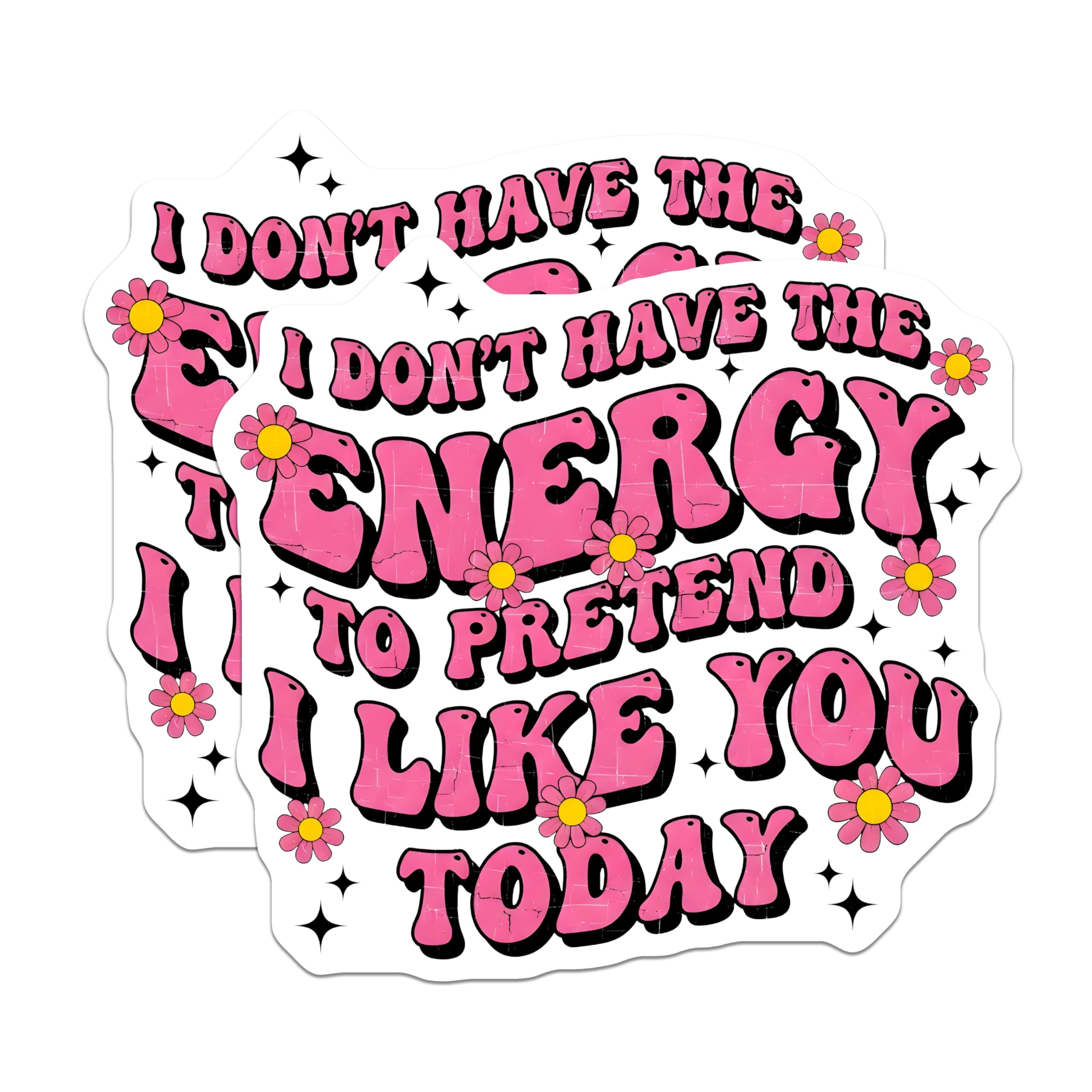 (2 Pack) No Energy Today Stickers - Funny Sarcastic - Retro Flower- 5 ...