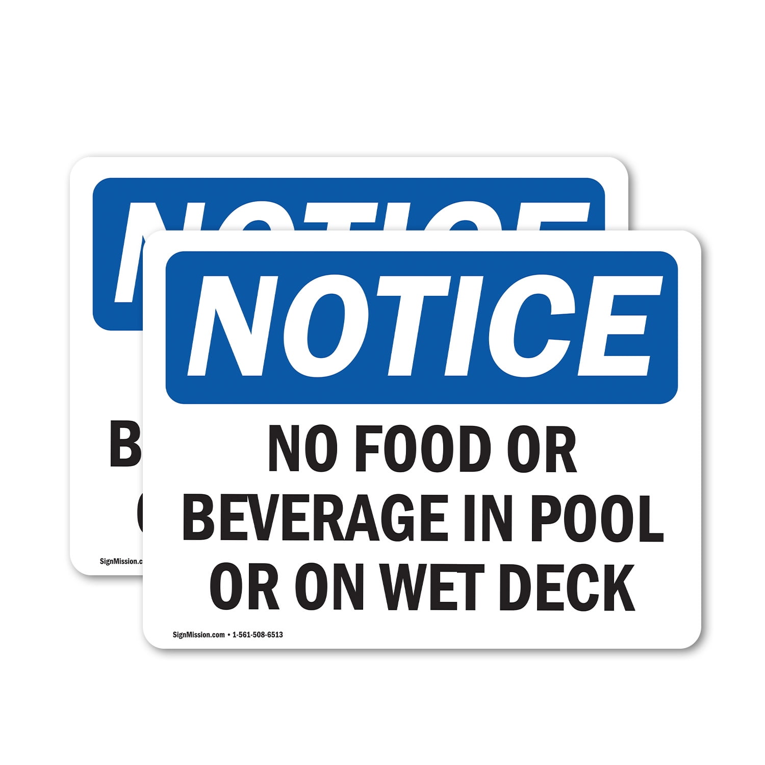 (2 Pack) No Food Or Beverages In Pool Or On Wet Deck OSHA Notice Sign ...