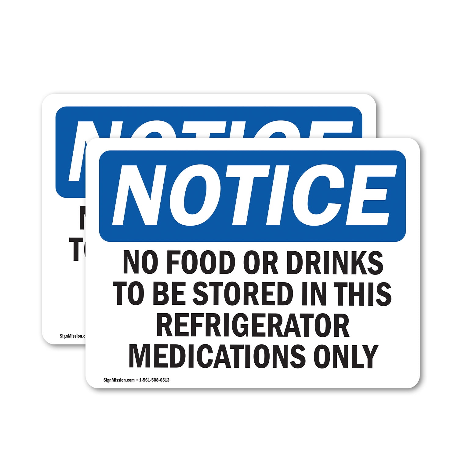 (2 Pack) No Food Or Drinks To Be Stored In This Refrigerator OSHA ...