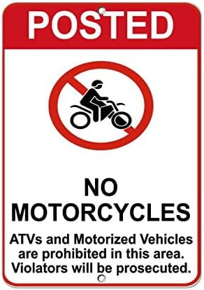 2 Pack No Motorcycles Atvs and Motorized Vehicles are Prohibited Metal ...
