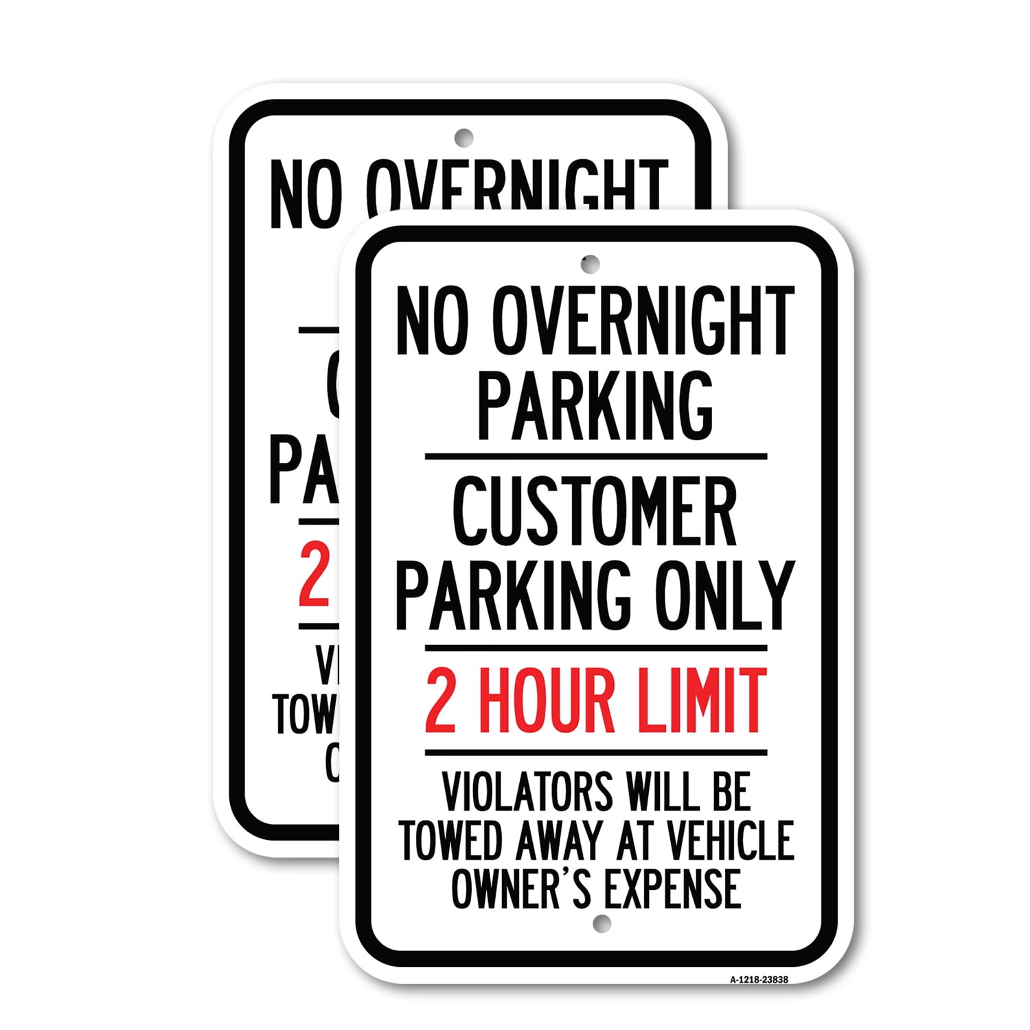 (2 Pack) No Overnight Parking Customer Parking Only 2 Hour Limit ...