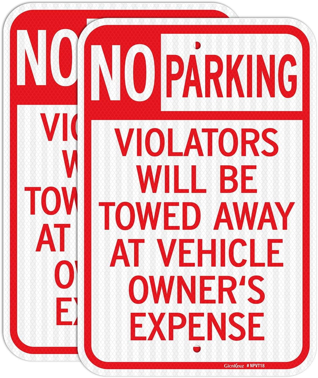(2 Pack) No Parking Signs,8x12 Inches Violators Will Be Towed Away at ...