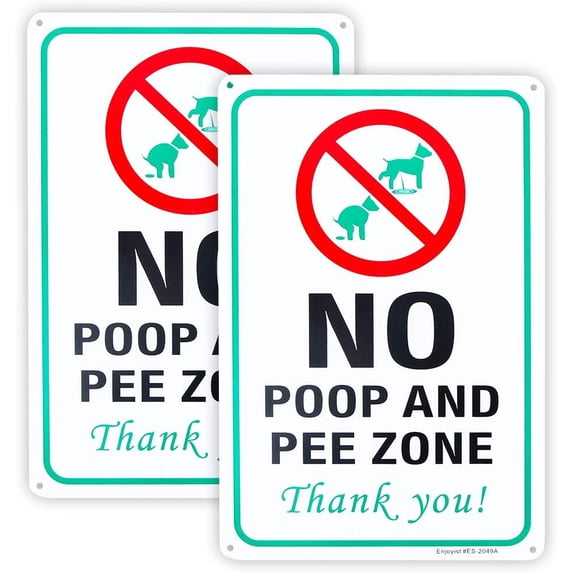 2 Pack No Pee and Poop Zone Dog Yard Sign, 12"x 8" .04" Aluminum ...