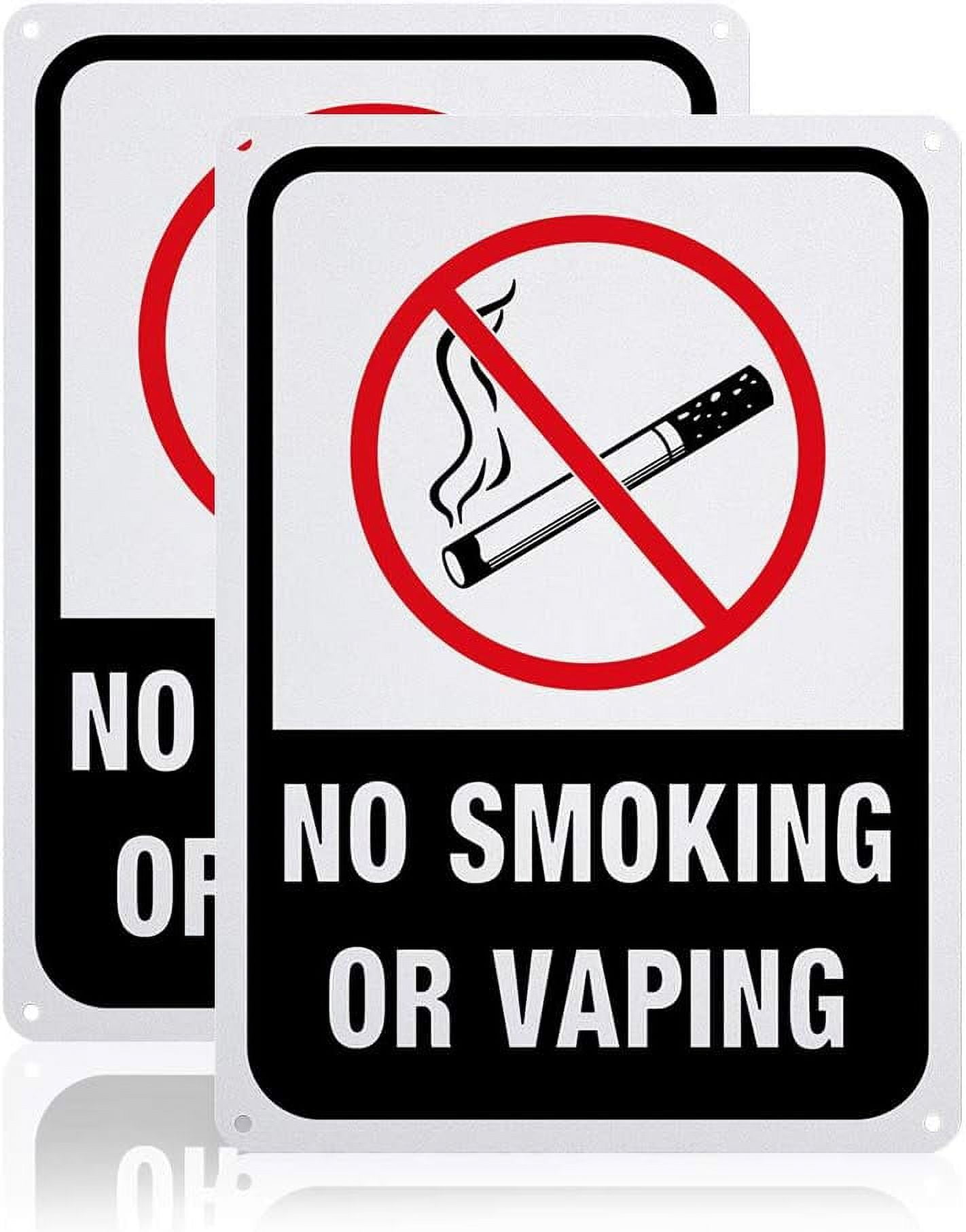 2 Pack No Smoking or Vaping Warning Signs 7x10 inches 40 Mil Aluminum ...