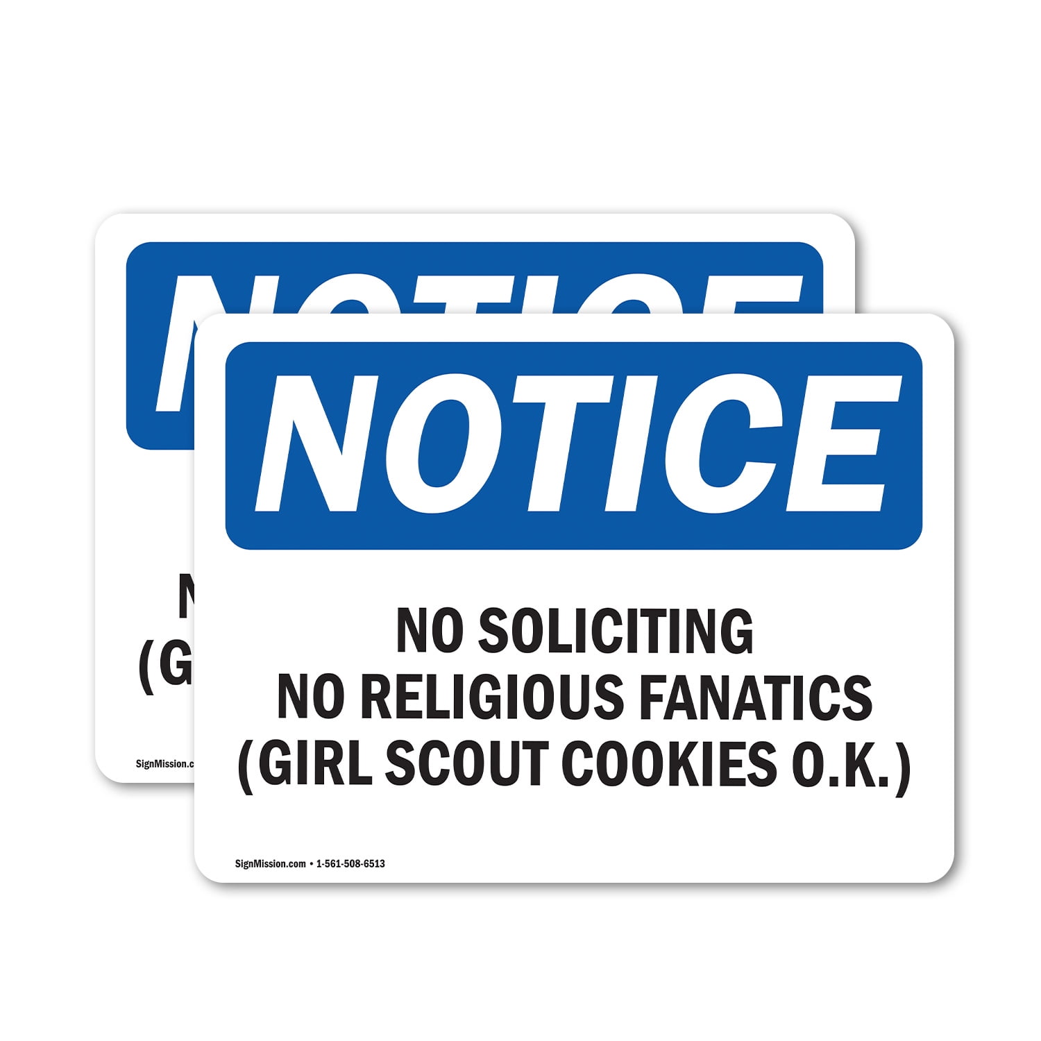 (2 Pack) No Soliciting No Religious Fanatics (Girl OSHA Notice Sign ...