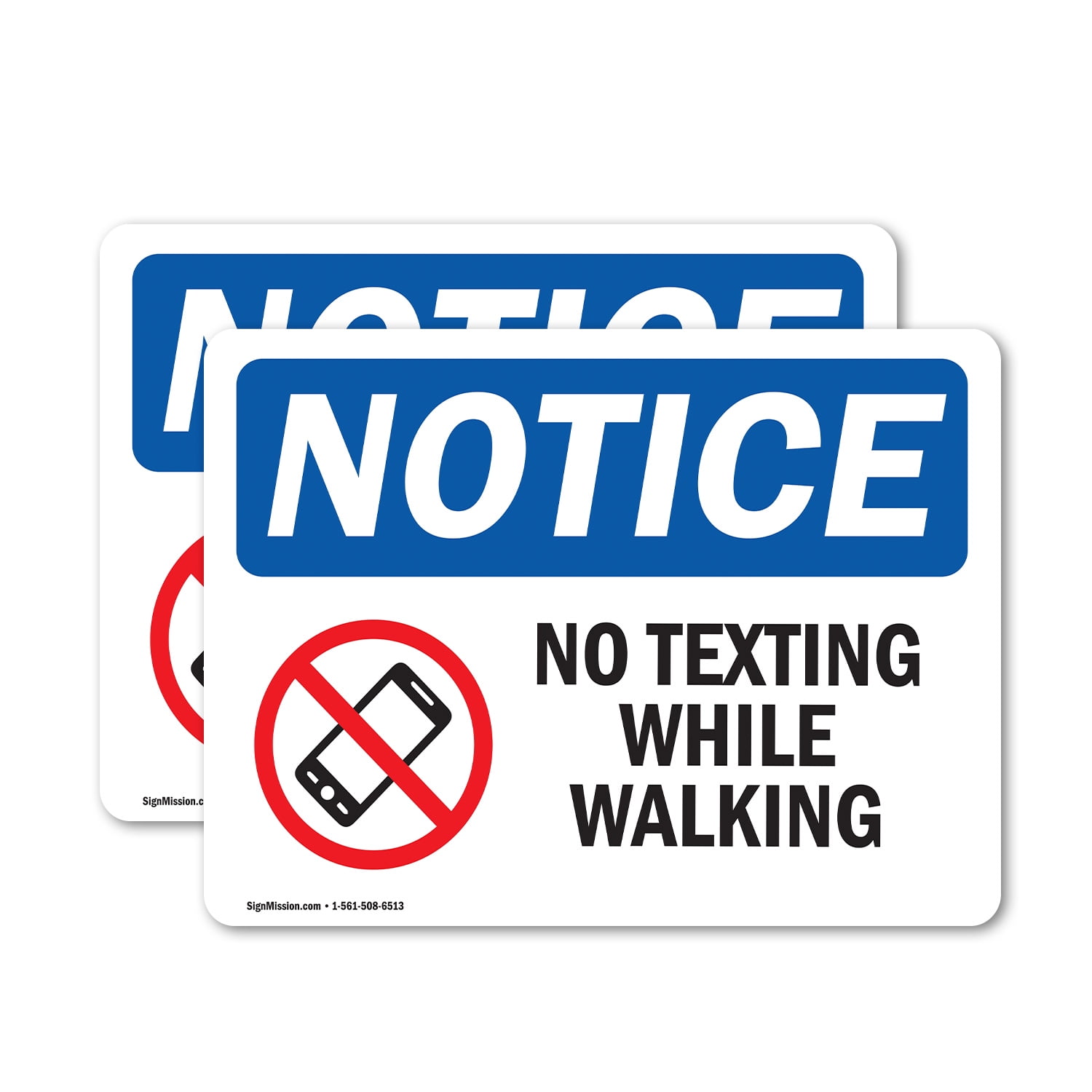 (2 Pack) No Texting While Walking Sign - Walmart.com