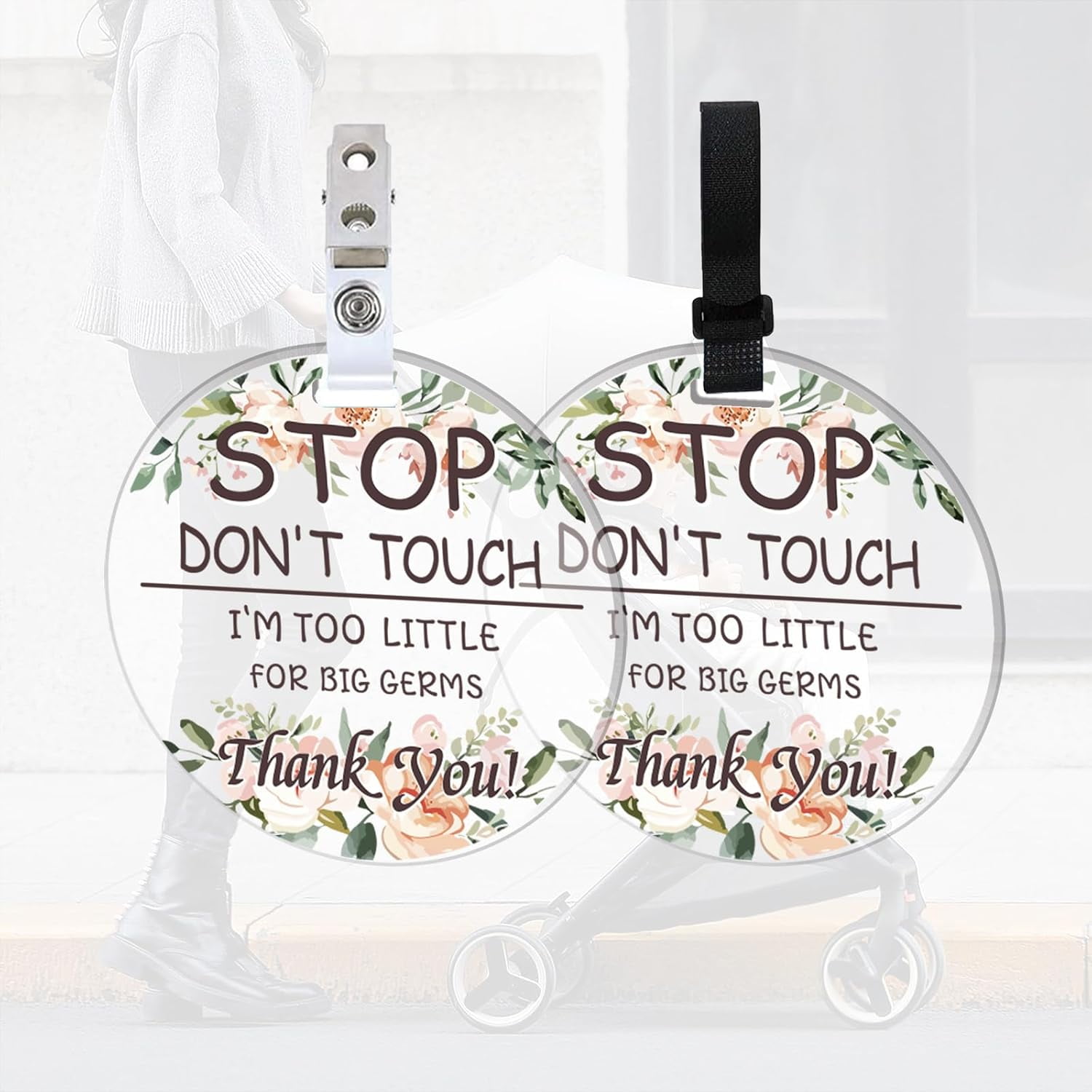 2 Pack No Touching Baby Sign Watercolor Flowers No Kissing Baby ...