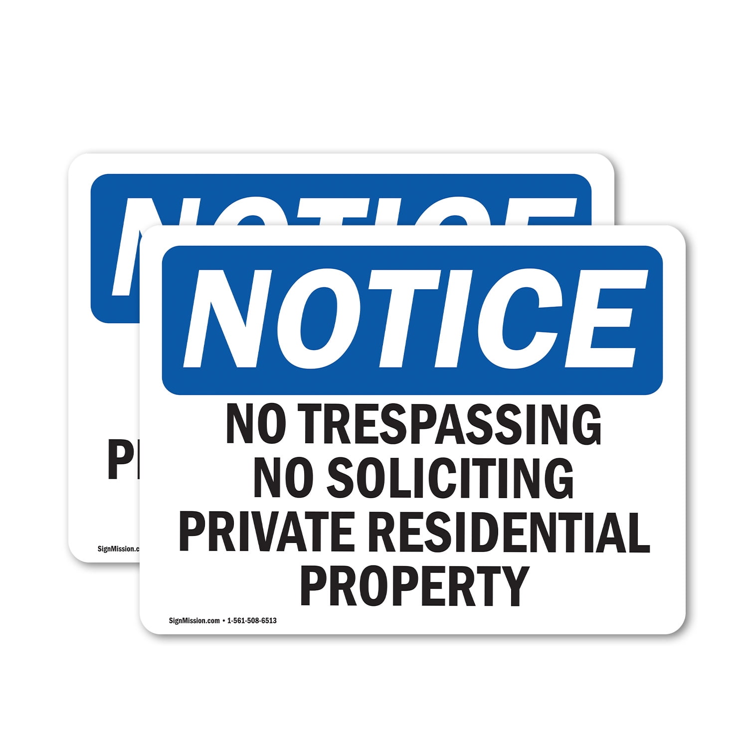 (2 Pack) No Trespassing No Soliciting Private Residential OSHA Notice ...