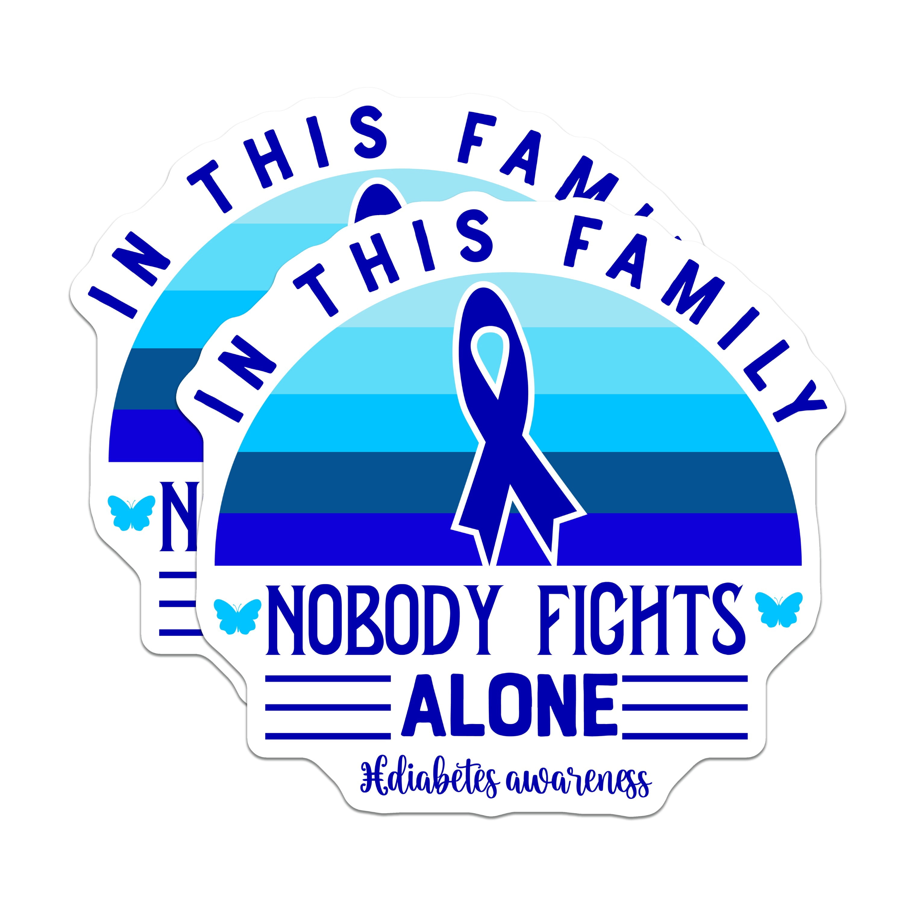 (2 Pack) Nobody Fights Alone Stickers - Diabetes Awareness Support ...