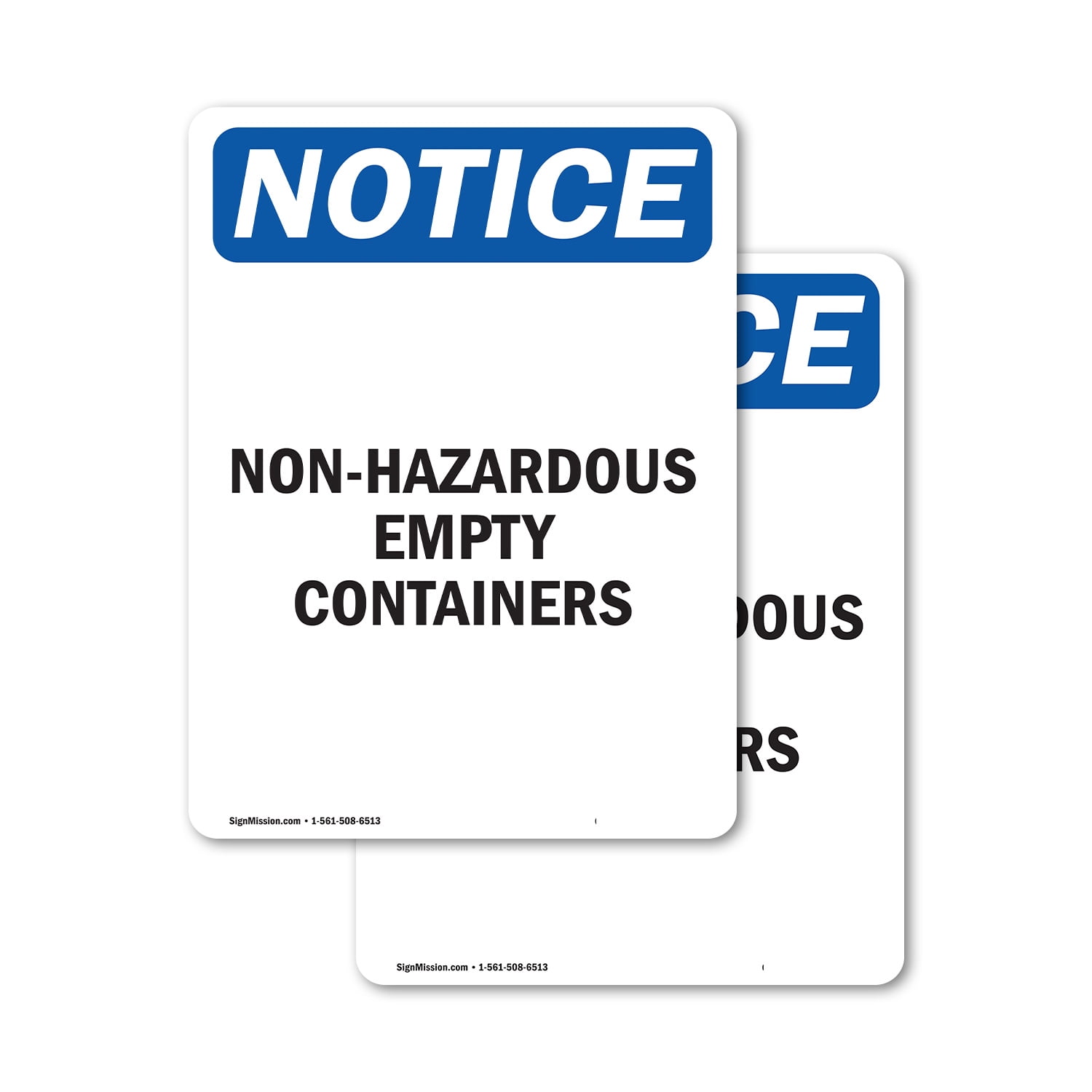 (2 Pack) Non-Hazardous Empty Containers OSHA Notice Sign 18 Inch X 24 ...