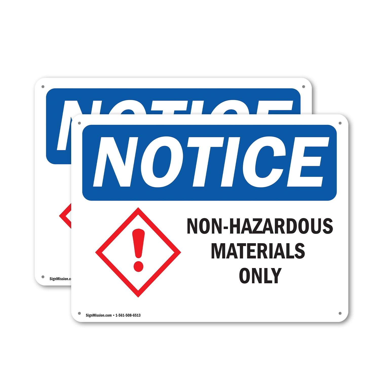 (2 Pack) Non-Hazardous Materials Only OSHA Notice Sign 18 Inch X 12 ...