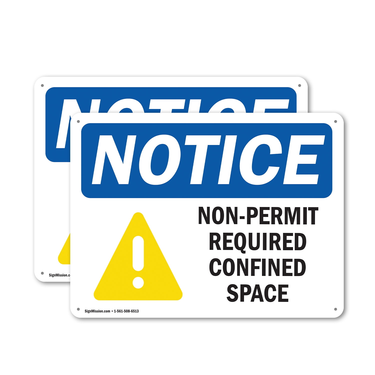 (2 Pack) Non-Permit Required Confined Space OSHA Notice Sign 14 Inch X ...